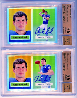 2- 2012 Topps Chrome Andrew Luck Auto Refractor #1 & 2 ON CARD AUTO BGS ...