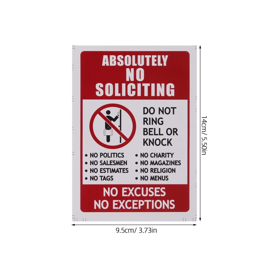 2pcs Absolutely No Soliciting Door Sign Do Not Ring Bell Sign Front ...