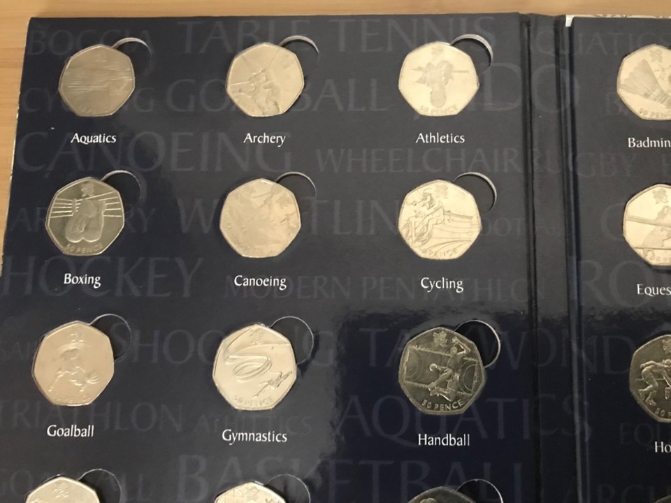 Almost full set of olympic 50p coins used condition 2012 26 coins in ...
