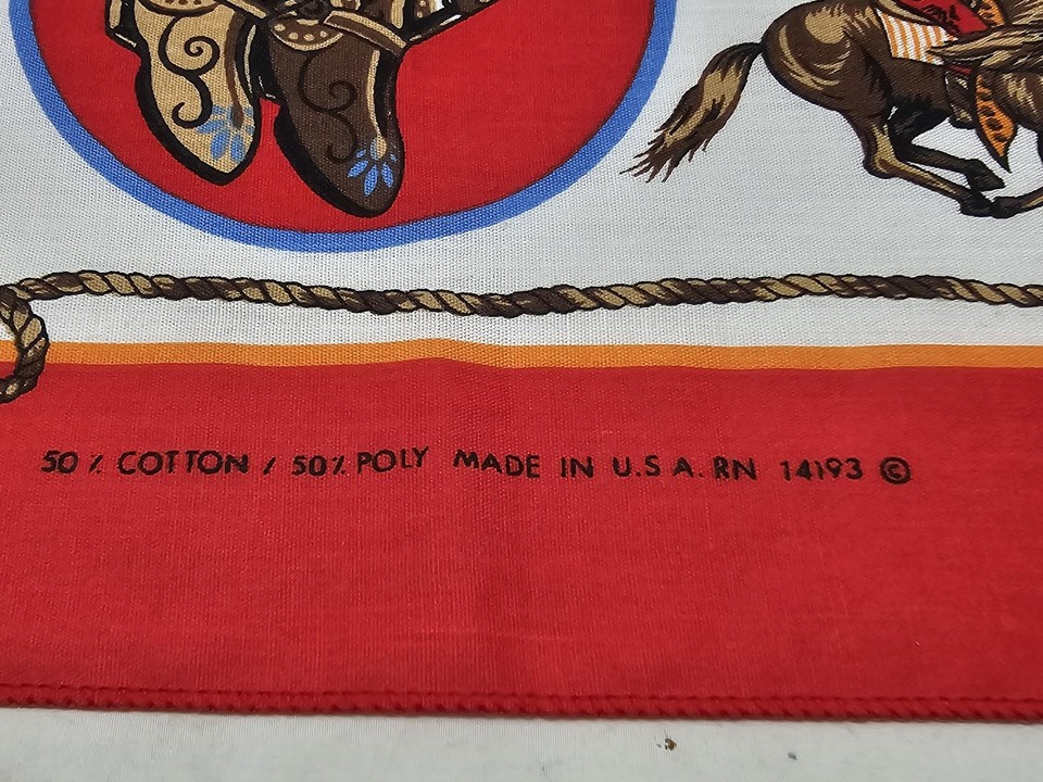 Vintage Western Cowboy Rodeo Bandana Mens One Size Red Scarf ...