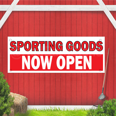 Sporting Goods Now Open Indoor Outdoor Vinyl Banner Design | eBay