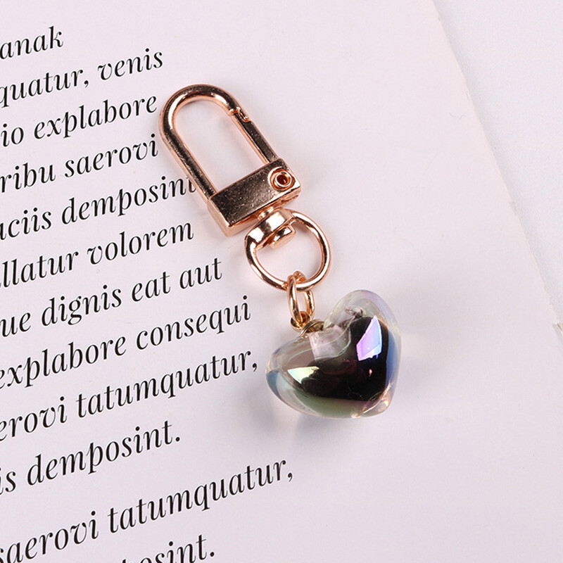 Shiny Acrylic Heart Keychain Bag Accessories Keyring Love Pendant Key ...