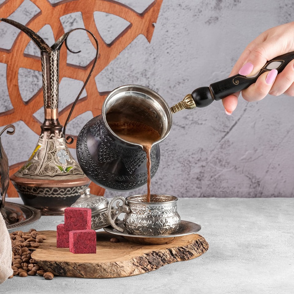 13 Oz Thickest Copper Turkish Coffee Pot 4 Servings Cezve Ibrik Briki ...