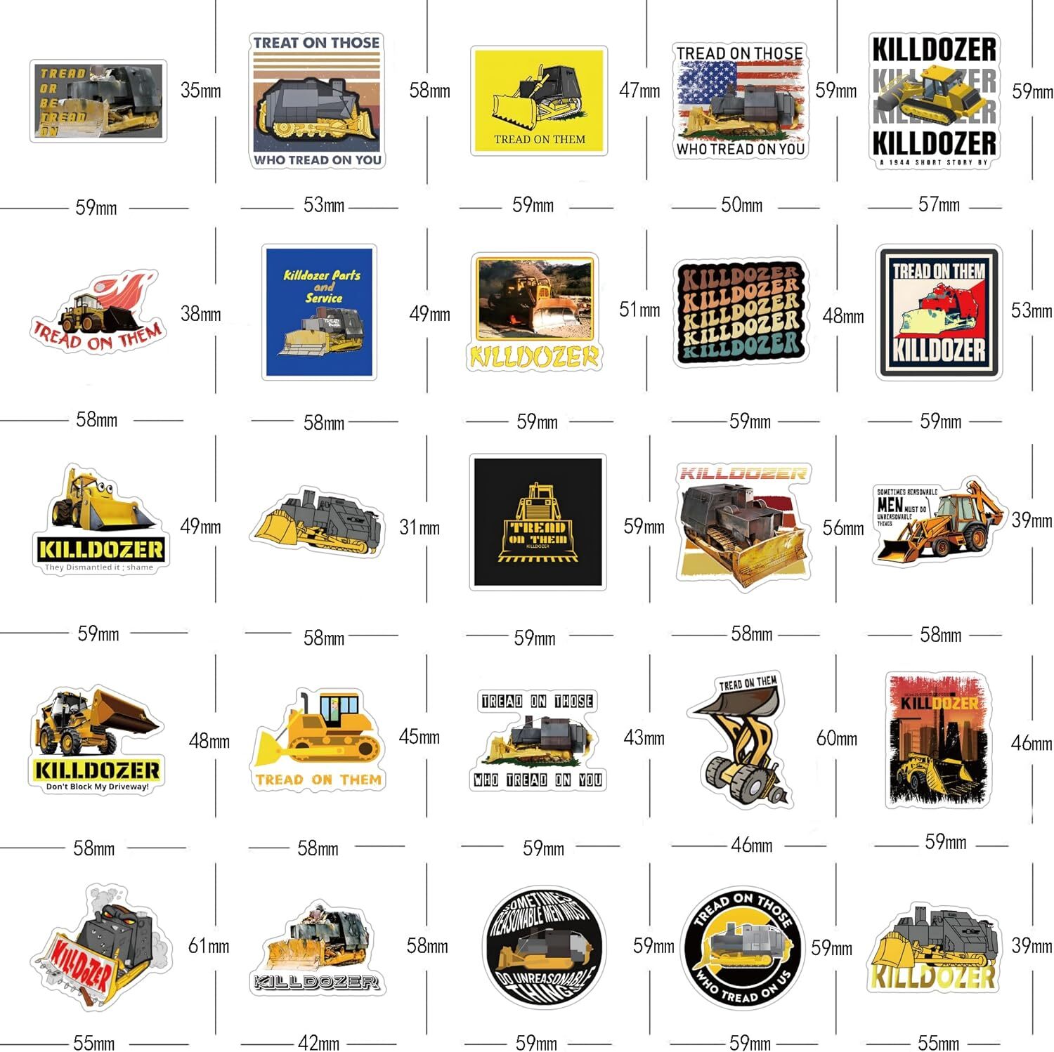 Killdozer State Stickers 52pcs Decals Earthmoving Machine Aesthetic ...