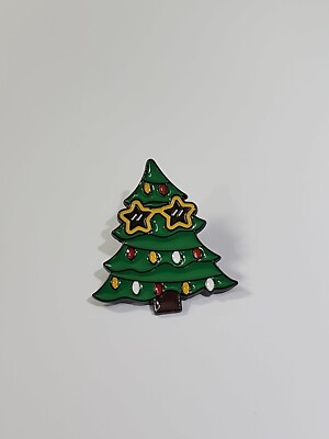 Christmas Tree Lapel Pin Decorated with Stars & Multi-Color Lights | eBay