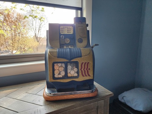 Antique QT Hash Mark 5 Cent Slot Machine 100% perfect condition | eBay