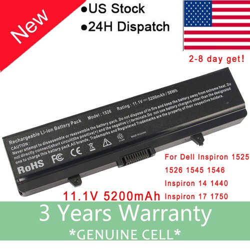 Battery for Dell Inspiron 1525 1526 1440 1545 1546 1750 GW240 X284G ...