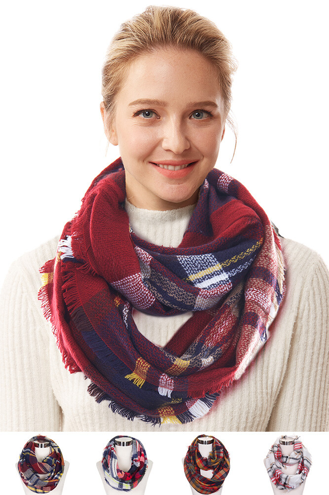 ScarvesMe Women's Soft Check and Plaid Soft Infinity Loop Winter Fall ...