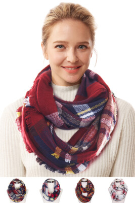 ScarvesMe Women's Soft Check and Plaid Soft Infinity Loop Winter Fall ...