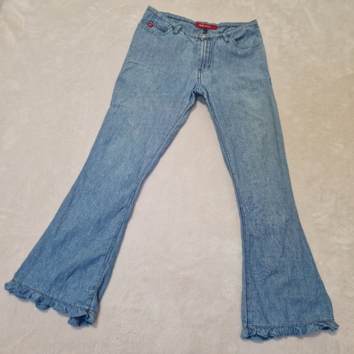 Miss Sixty Pants Trousers W26 L25 Chambray Flared Low Waist Split Hem ...