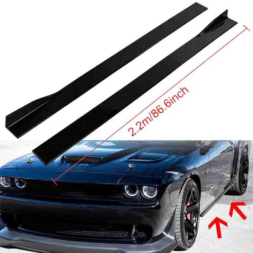 For Dodge Challenger 2008-2023 Glossy Black 86.6" Side Skirt Rocker Lip ...