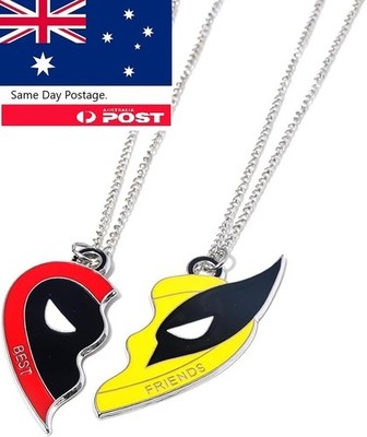 2PCS Deadpool Wolverine BFF Pendant Necklace chain Fans Jewellery Gift ...