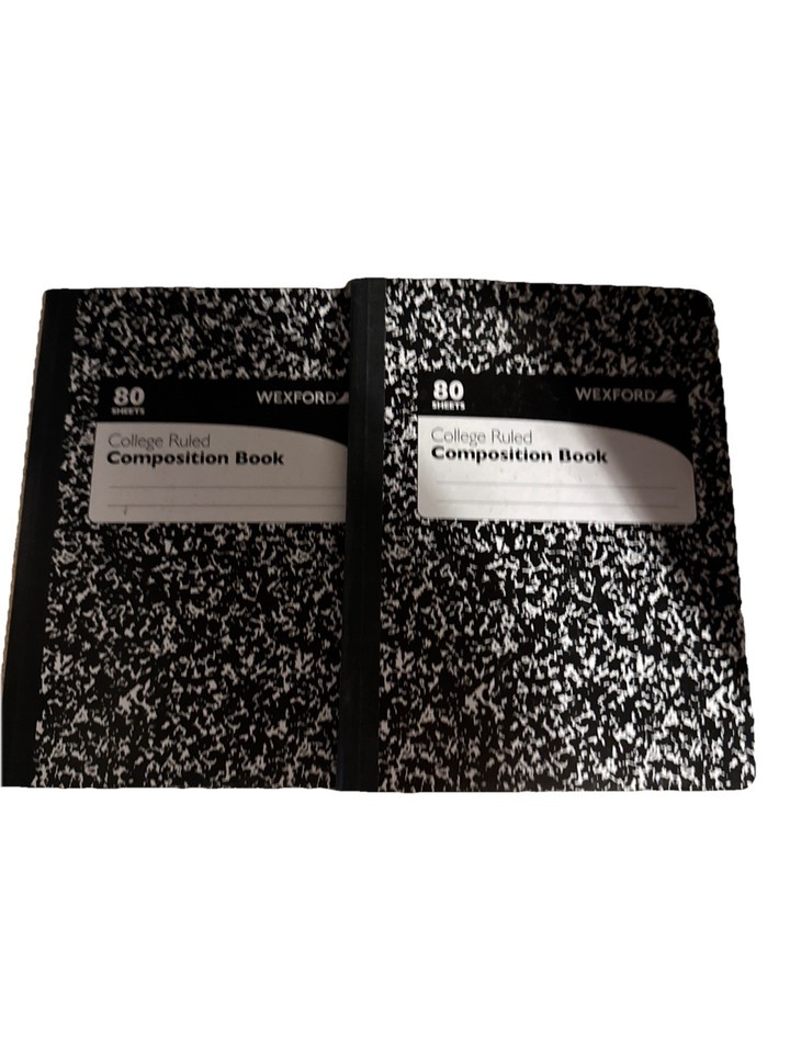 2 Pack Wide Ruled 80 page marble composition notebooks White And Black ...