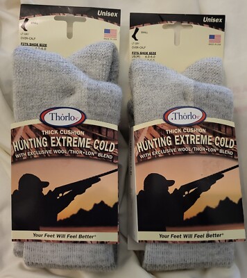 2 Pair Thorlo Extreme Cold Socks USA Wool and Thorlon Unisex Size 4 to ...