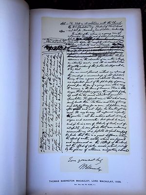 Facsimile of letter bu Thomas Babbington ( Lord ) Macauley 1839 | eBay