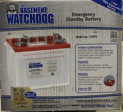 THE BASEMENT WATCHDOG Model 24EP6 Standby Sump Pump Battery 17301121273 ...