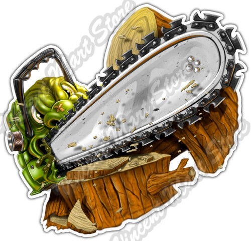 Angry Buzz Saw Chainsaw Lumberjack Tree Car Bumper Vinyl Sticker Decal ...