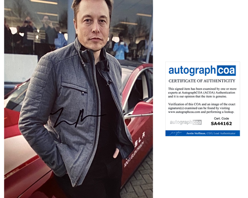 Elon Musk Signed Autographed 8x10 Photo Tesla SpaceX ACOA COA | eBay