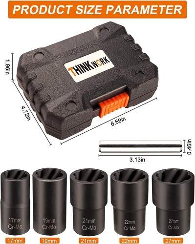 Lug Nut Remover, 6 Pieces Wheel Lock Removal Kit for Removing Stripped ...