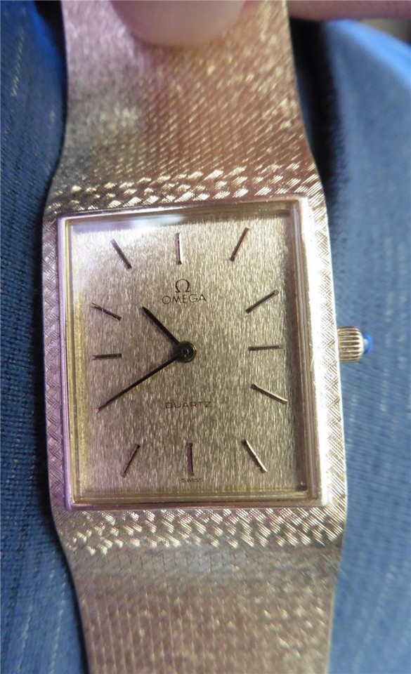 Vintage 14K Gold OMEGA Unisex Wristwatch Mesh Bangle Watch Swiss ...