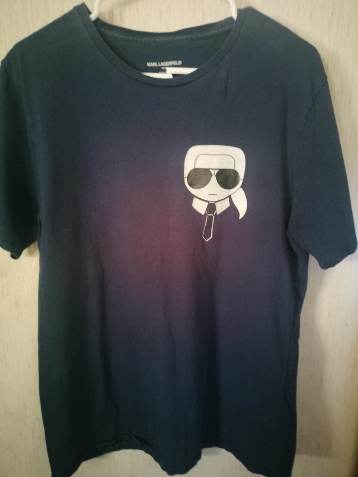 Karl Lagerfeld Paris Cartoon Graphic Logo Tee L Black | eBay