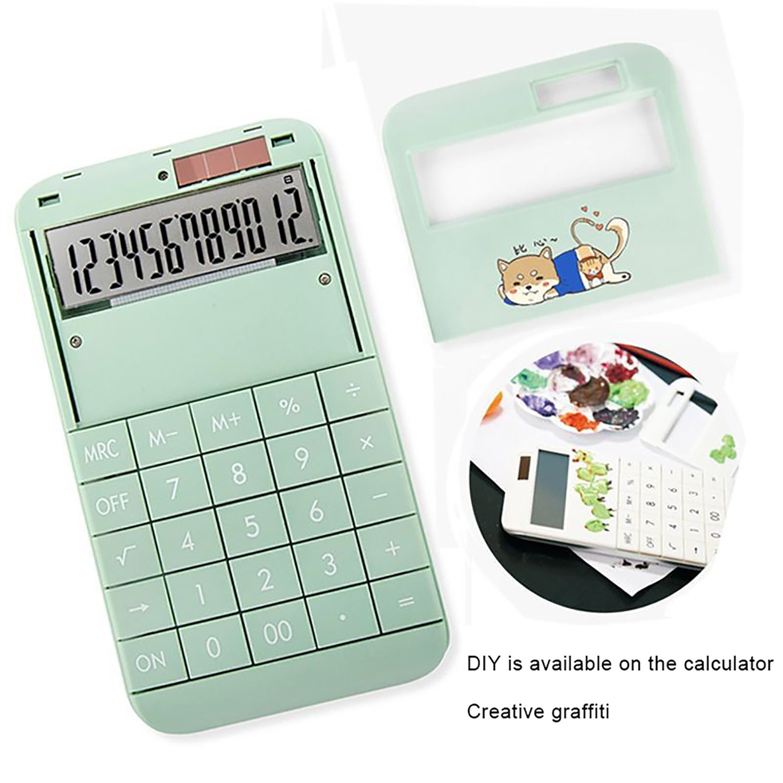 Number Display Calculator Colorful Keycaps Modern Design 12-digit ...