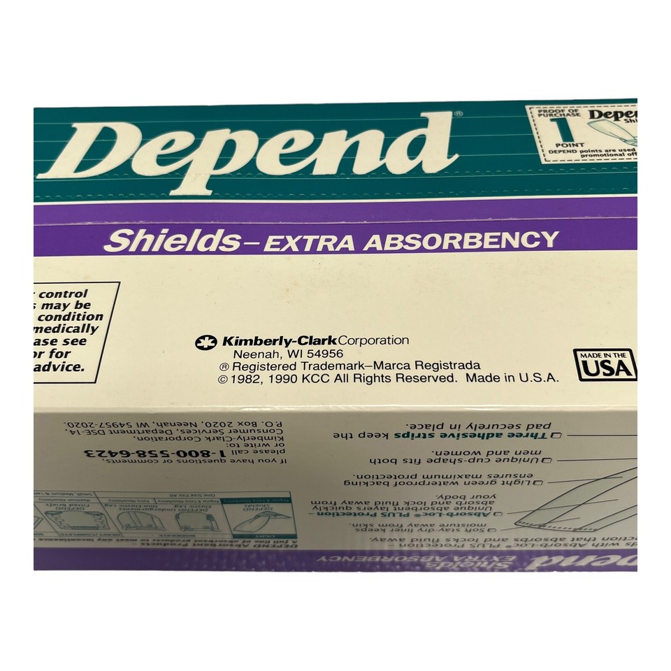 Kimberly-Clark Depends Shield EXTRA Absorbency Bladder Control VINTAGE ...