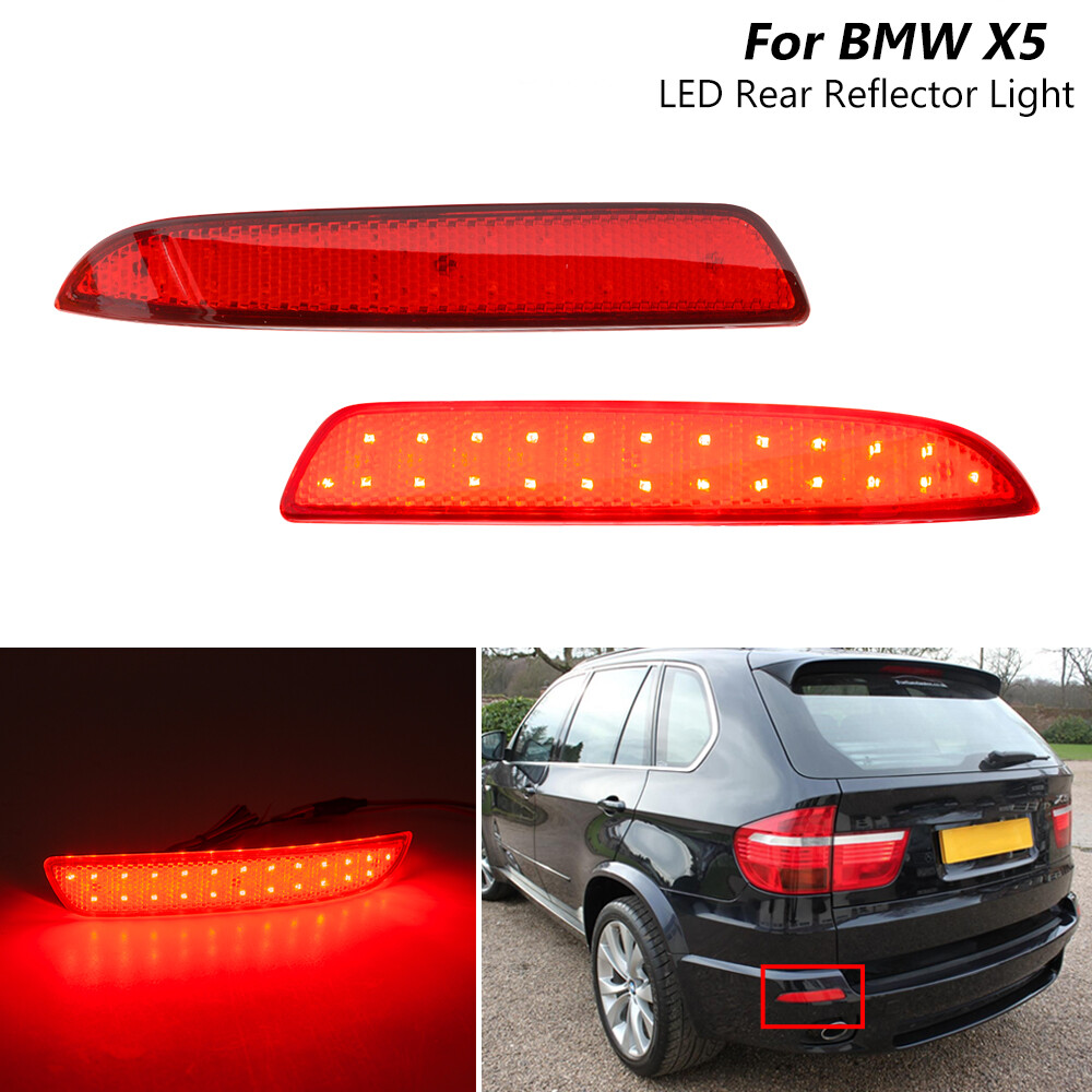 2x For 2007-2013 BMW X5 E70 Red LED Rear Bumper Reflector Tail Brake ...