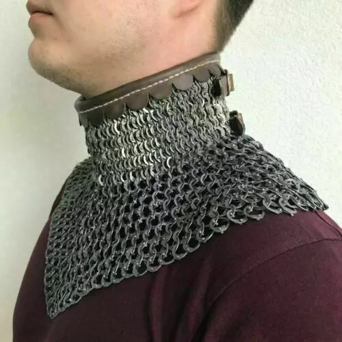 Mild Steel Chainmail Flat Ring Dome Riveted 9 mm Collar Oil Finished ...