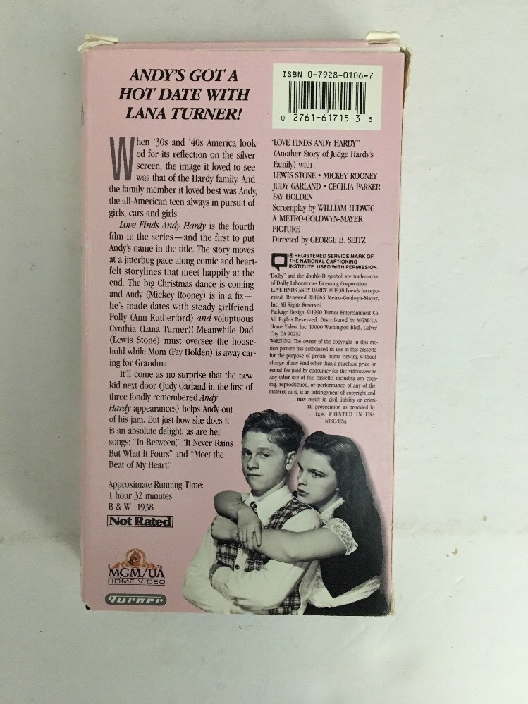 Andy Hardy Collection,LOVE FINDS ANDY HARDY(VHS,1990)TESTED-RARE ...