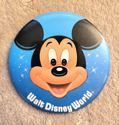 Walt Disney World Mickey Mouse Pinback Button Pin 3” Vintage Souvenir ...