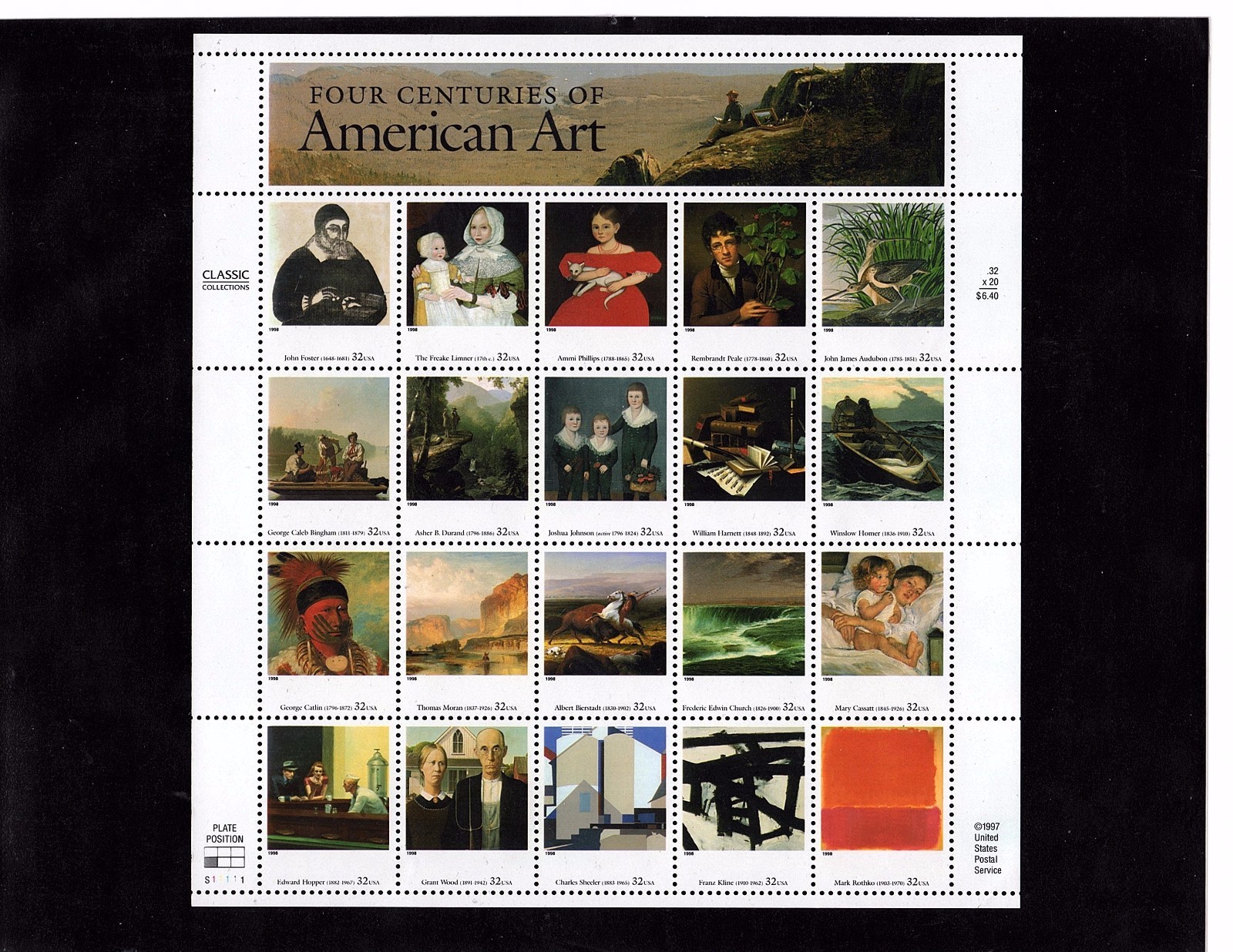 US MINT SHEET SCOTT#3236,32C STAMP AMERICAN ART SHEET OF 20 MNH OG | eBay