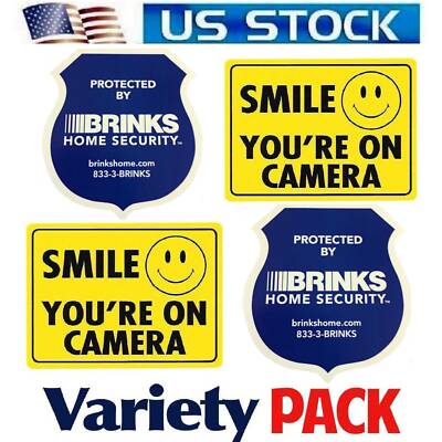 Waterproof Home Security Stickers for Windows 2 Blue Brinks+2 Smile ...