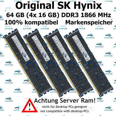 64 GB (4X 16 GB) RDIMM DDR3-1866 HP HPE ProLiant SL2500 Server RAM | eBay