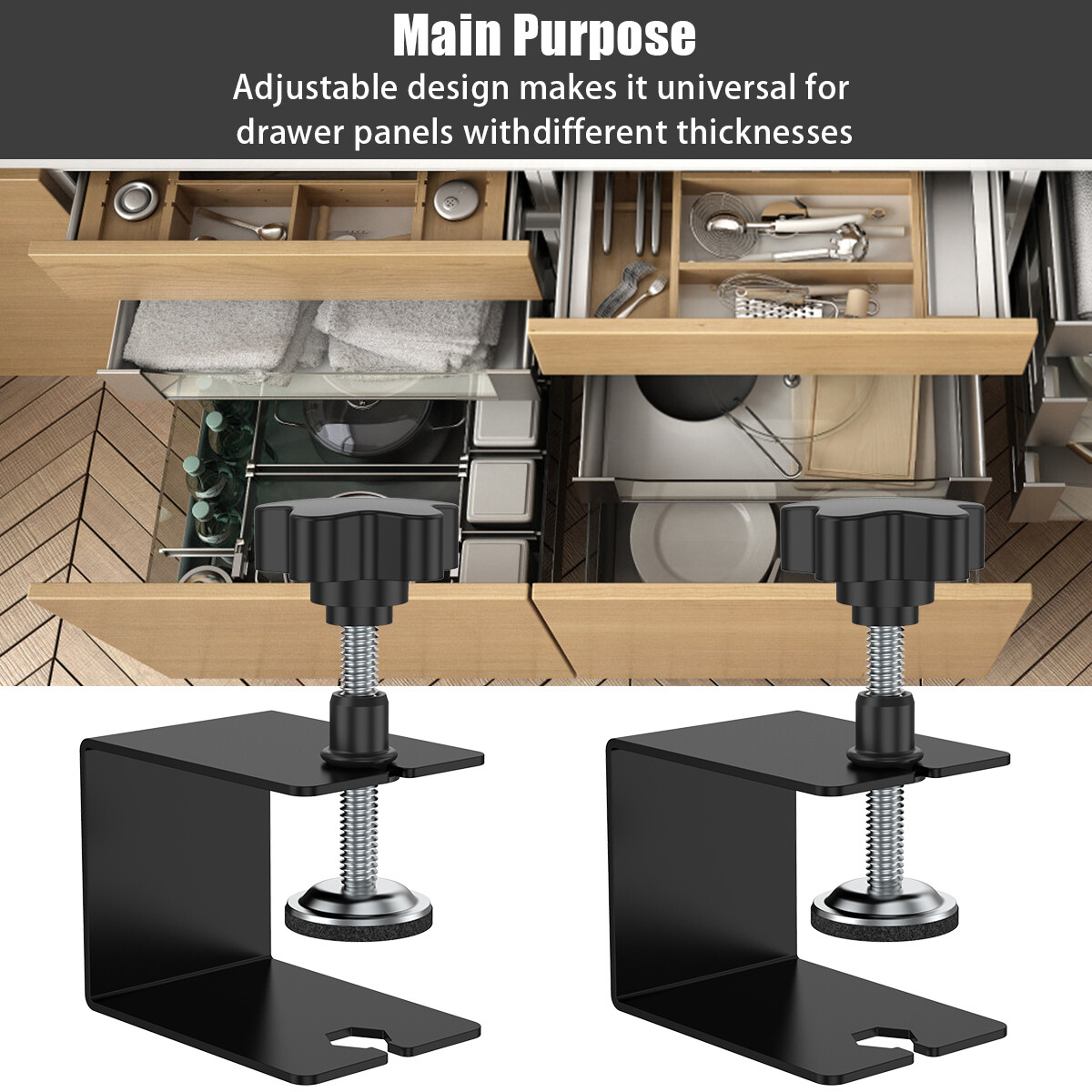 2Pcs Drawer Front Installation Clamps Stainless Steel Drawer Fixing ...