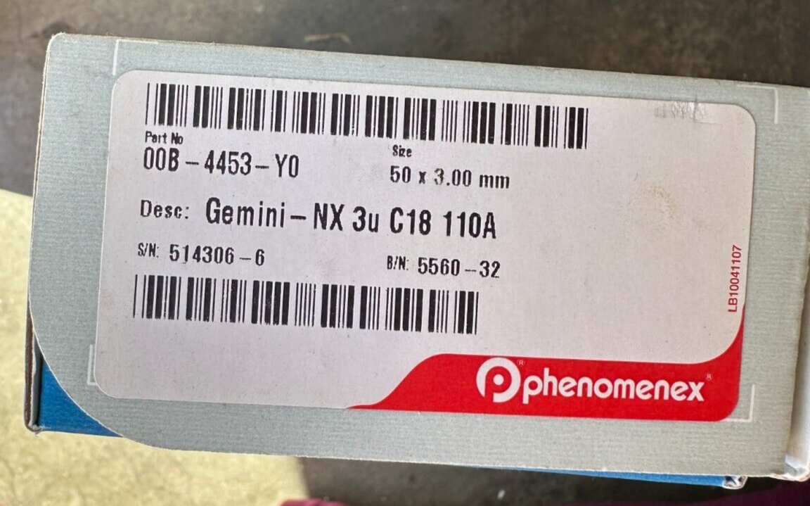Phenomenex HPLC Column Gemini- NX 3u C18 110A | eBay