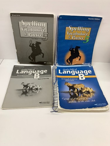 4 A Beka 5th Grade Bks Spelling Vocabulary & Poetry/Language B Writing ...
