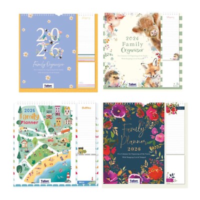 2026 Family Organiser 5 Column Calendar Planner with Notes & Shopping ...