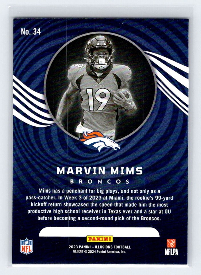 Marvin Mims 2023 Panini Illusions #34 Base Rookie RC | eBay