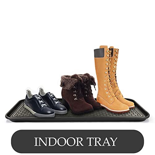 Multipurpose All-Season Boot Tray Mat 15" x 30" Raised Edge 1.2" Black ...