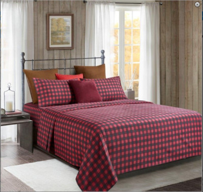 Red and Black Buffalo Plaid Check QUEEN Printed Sheet Set | eBay