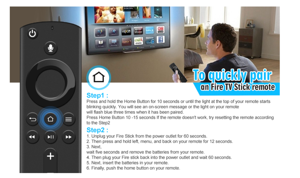 FOR AMAZON VOICE REMOTE CONTROL FIRE STICK TV REPLACEMENT PRIME STICK ...