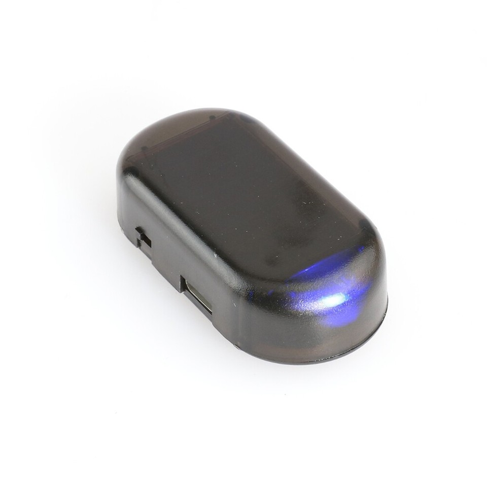 Blue Car Solar Power Dummy Alarm LED Anti-theft Warning Light Blinking ...