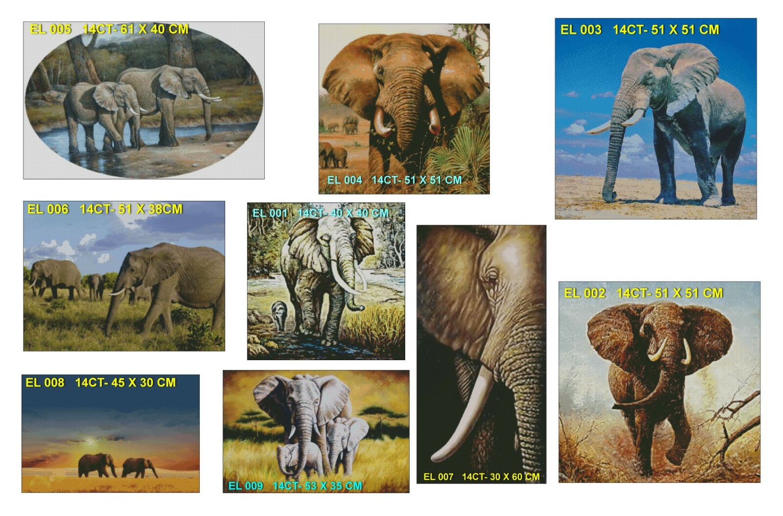 Elephant ctd cross stitch pattern charts shipped by USPS, price is for ...