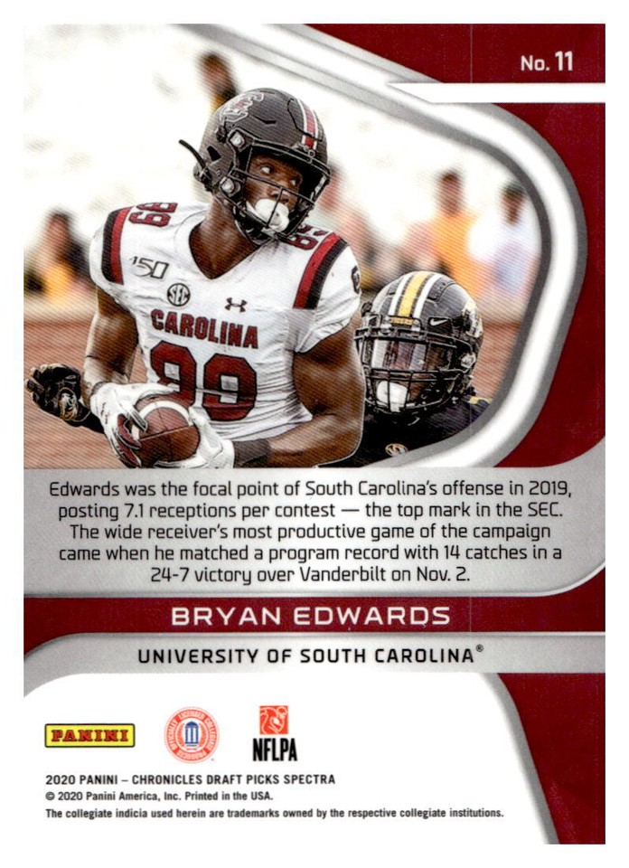 2020 Panini Chronicles Draft Picks #11 Bryan Edwards RC Raiders | eBay