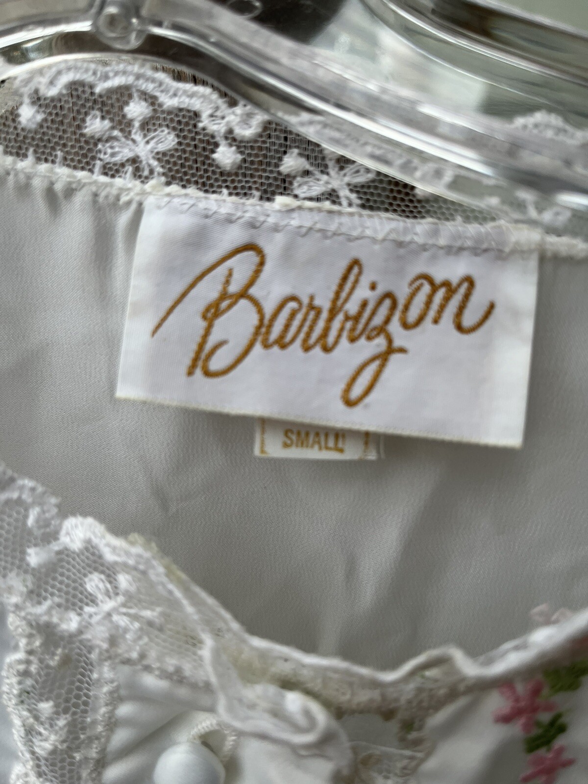 Barbizon Lingerie Satin Slinky Cream Nightgown S Flor… - Gem