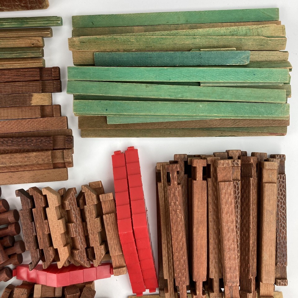 HUGE Vintage Halsam American Square Logs Building Set Lot w/ Lid Mid ...