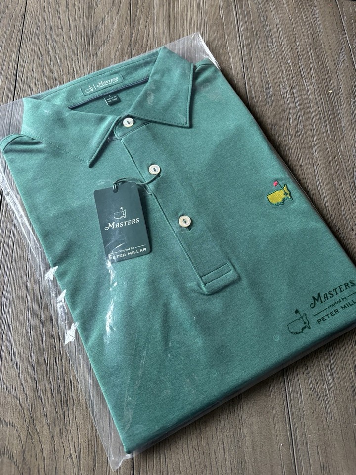 Masters Peter Millar Augusta Solid GREEN Large Men’s Golf Polo - L🔥 | eBay