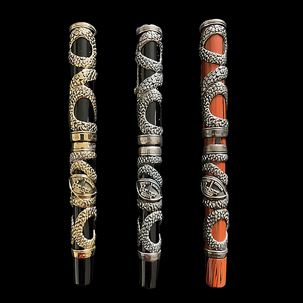 Parker Snake - "Modern" Fountain Pen Set with Customized Red Wood-Grain ...