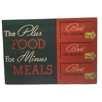 The Plus Food For Minus Meals 1934 Kelloggs All Bran Cookbook Recipe ...